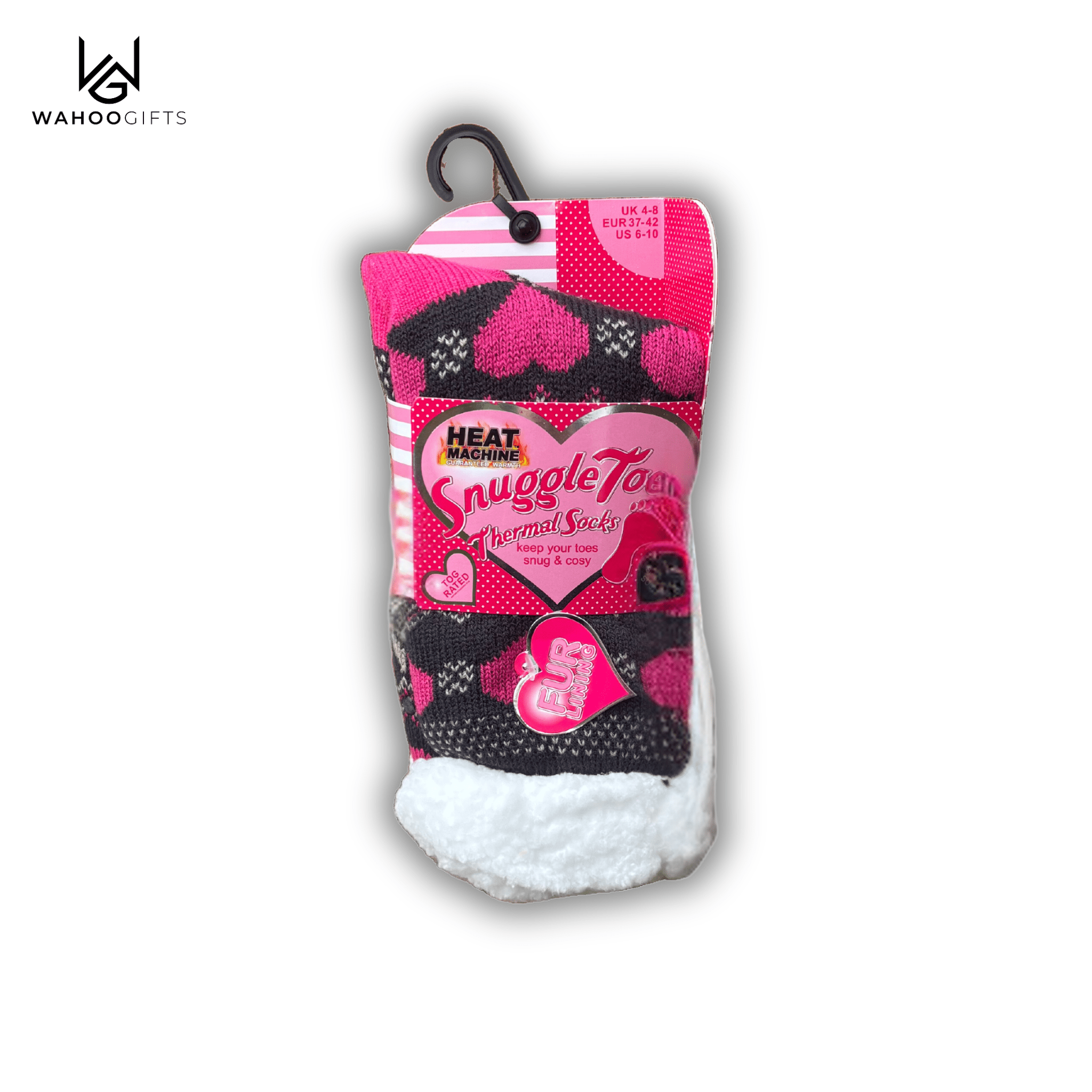 Ladies Heat Machine Snuggle Toes Heart Print Fluffy Socks - Dark Grey ...